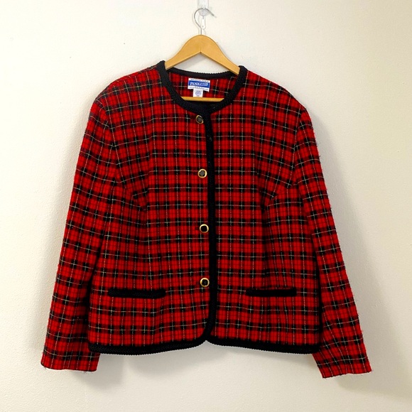 Pendleton | Jackets & Coats | Pendleton 0 Wool Red And Black Plaid ...